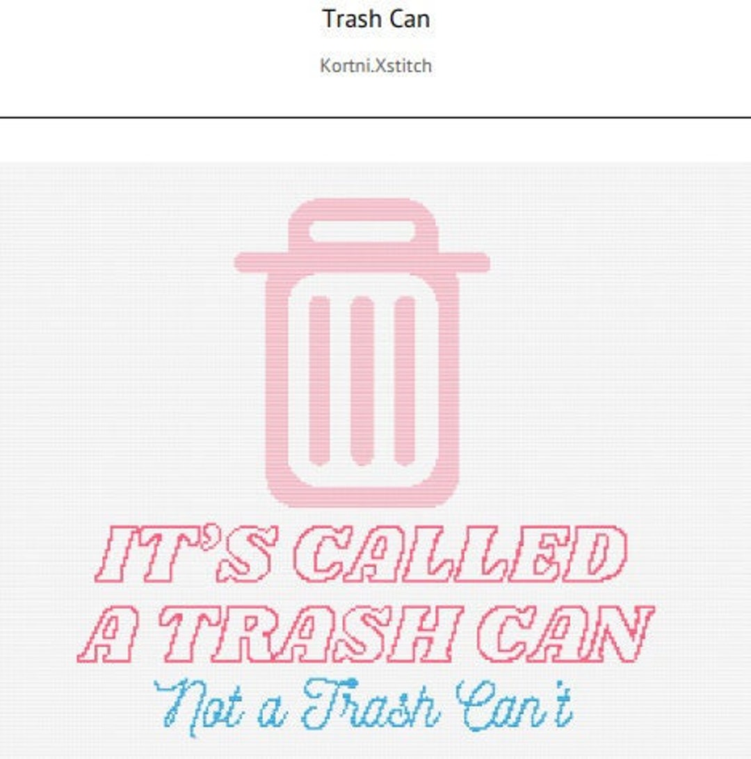 It's Called a Trash Can Cross Stitch Pattern Funny - Etsy