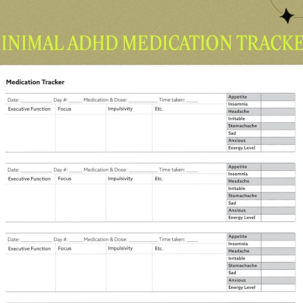 Medication Tracker Printable Side Effect - Etsy
