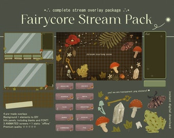 Mushroom Cottagecore Stream Overlay Pack Animated Screens - Etsy