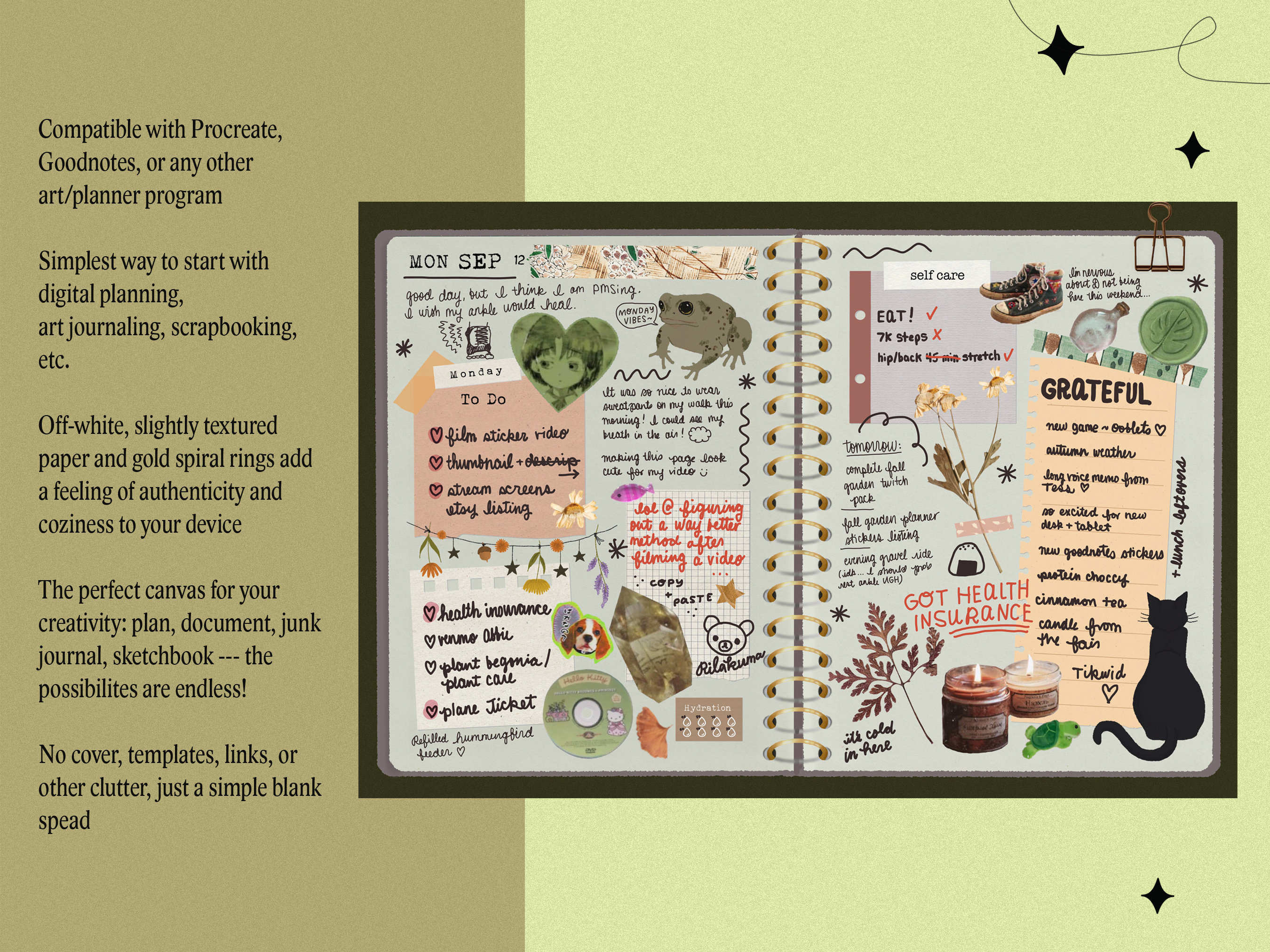 Sketchbook Mockup / Procreate Blank Notebook Spread / Digital Scrapbook ...
