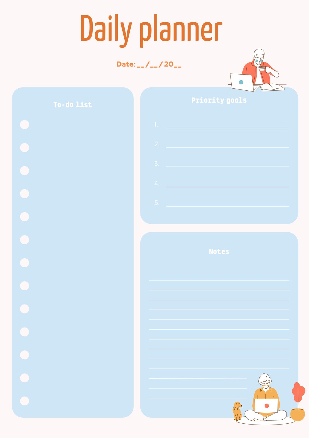 Daily to Do List Printable, Daily Planner, Minimalist Planner, Instant ...