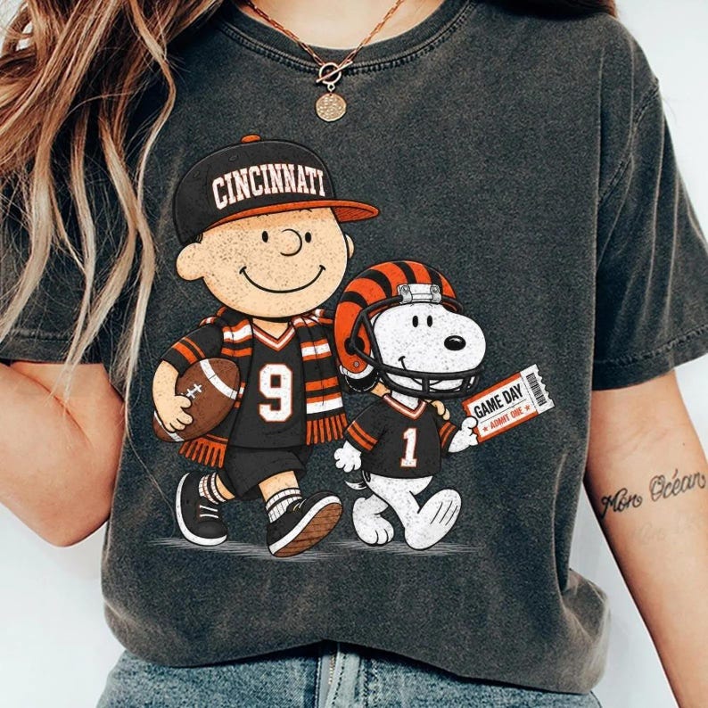 Cincinnati Bengals Cartoon Tee, Comfort Colors Vintage Style Gameday ...
