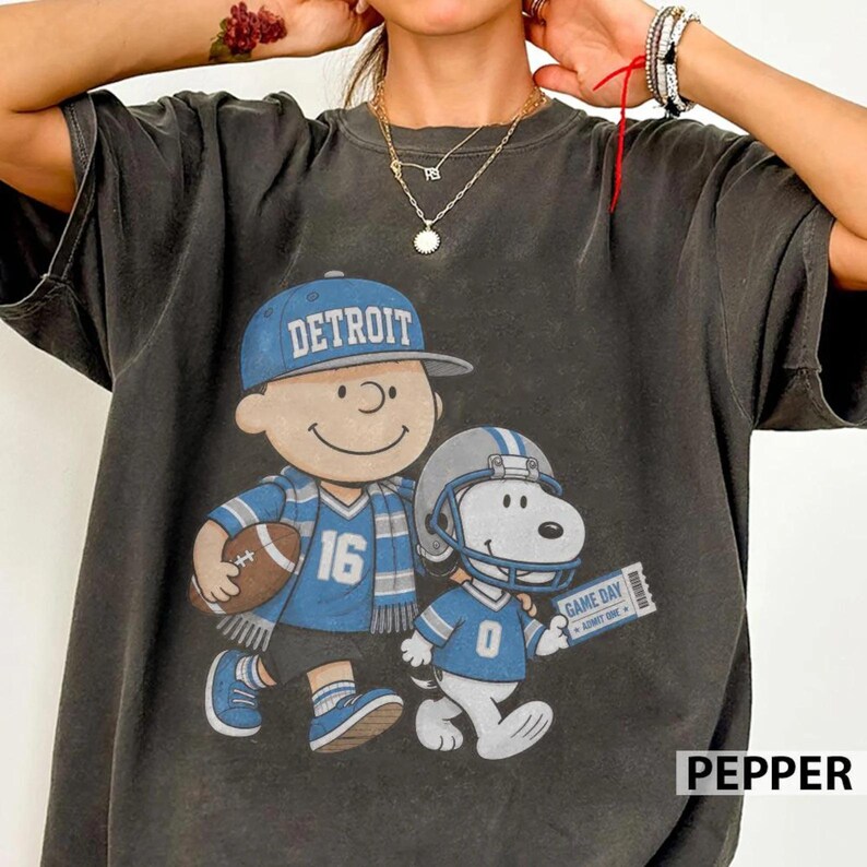 Detroit Football Cartoon Tee, Vintage Comic Style, Comfort Colors Shirt ...