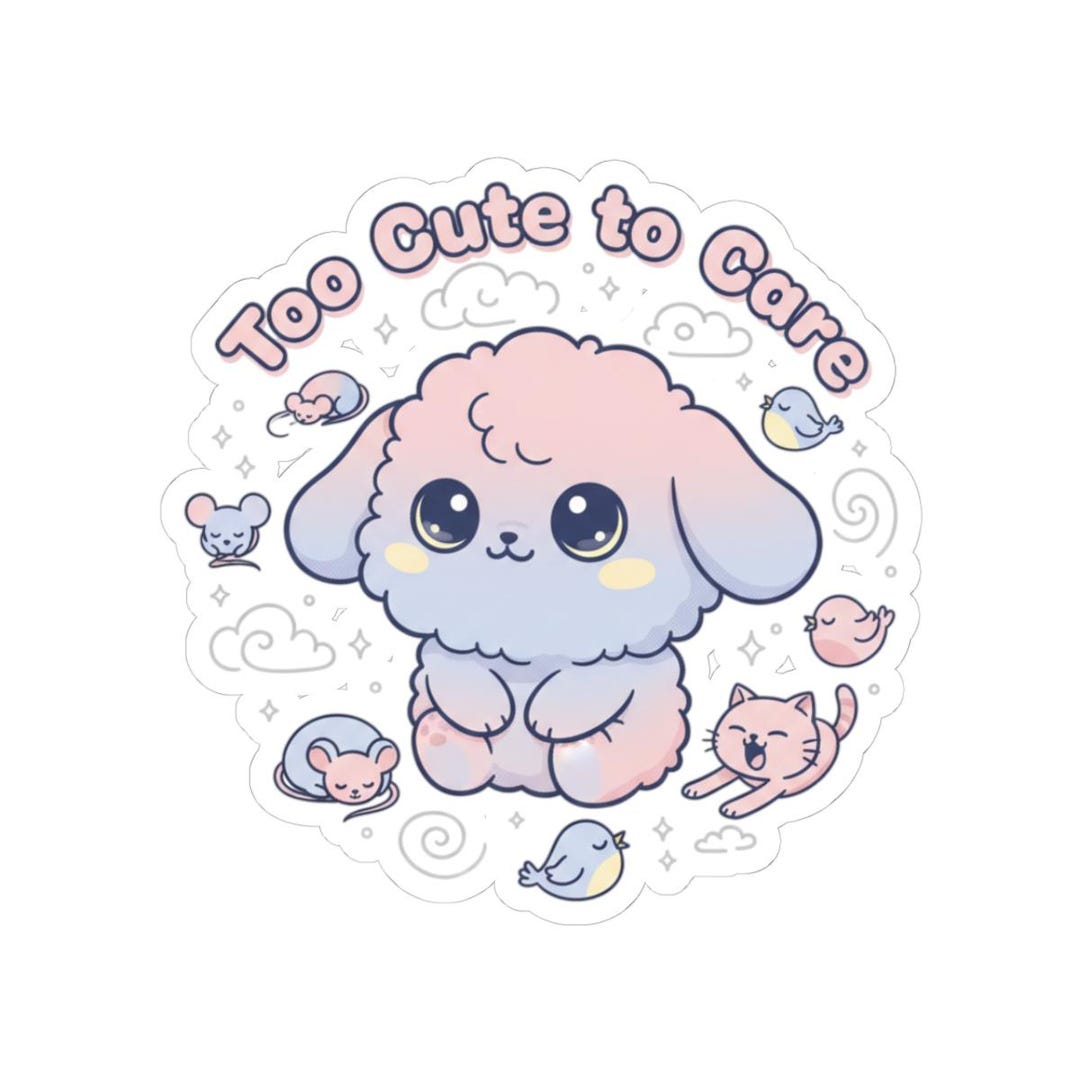Too Cute to Care Sticker | Cute Menace Doodle, Pastel Feral Creature - Etsy