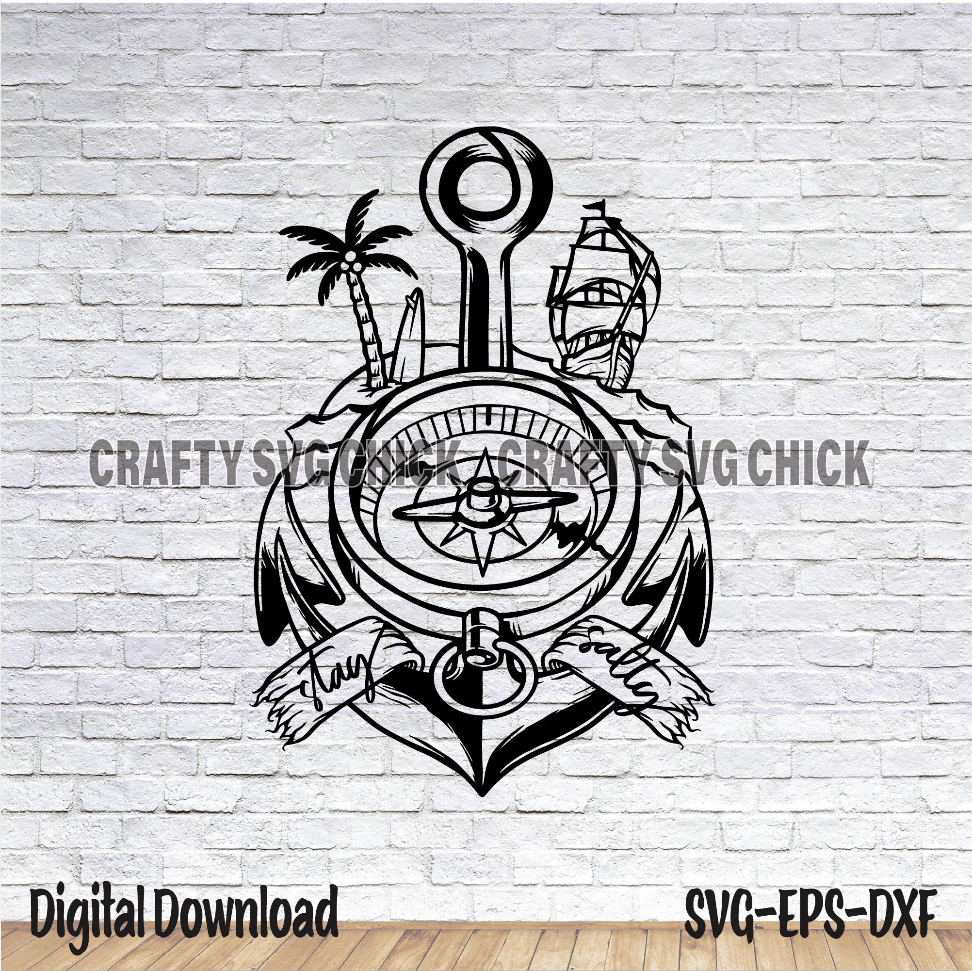Nautical Svg, Anchor Salty Svg, Nautical Eps, Anchor Salty Eps, Plasma ...