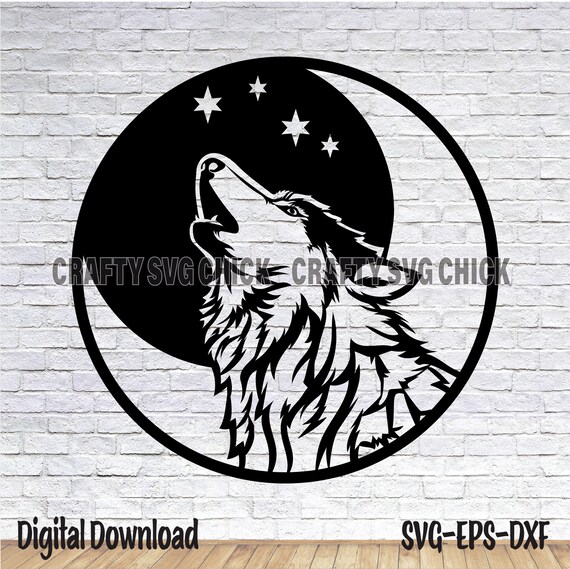 Wolf Howling Svg Wolf Moon Svg Wolf Howling Eps Wolf Moon - Etsy