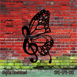 G Clef Music Svg, Butterfly Svg, G Clef Music Eps, Butterfly Eps, Music ...