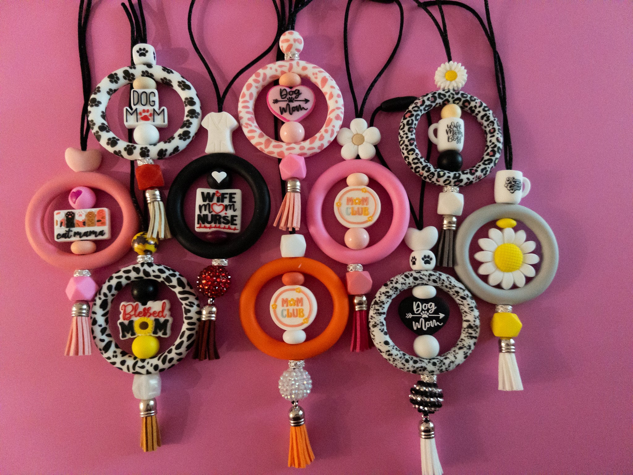 Beaded Car Charm| Rearview Mirror Car Charm, Car Accessory, Silicone ...
