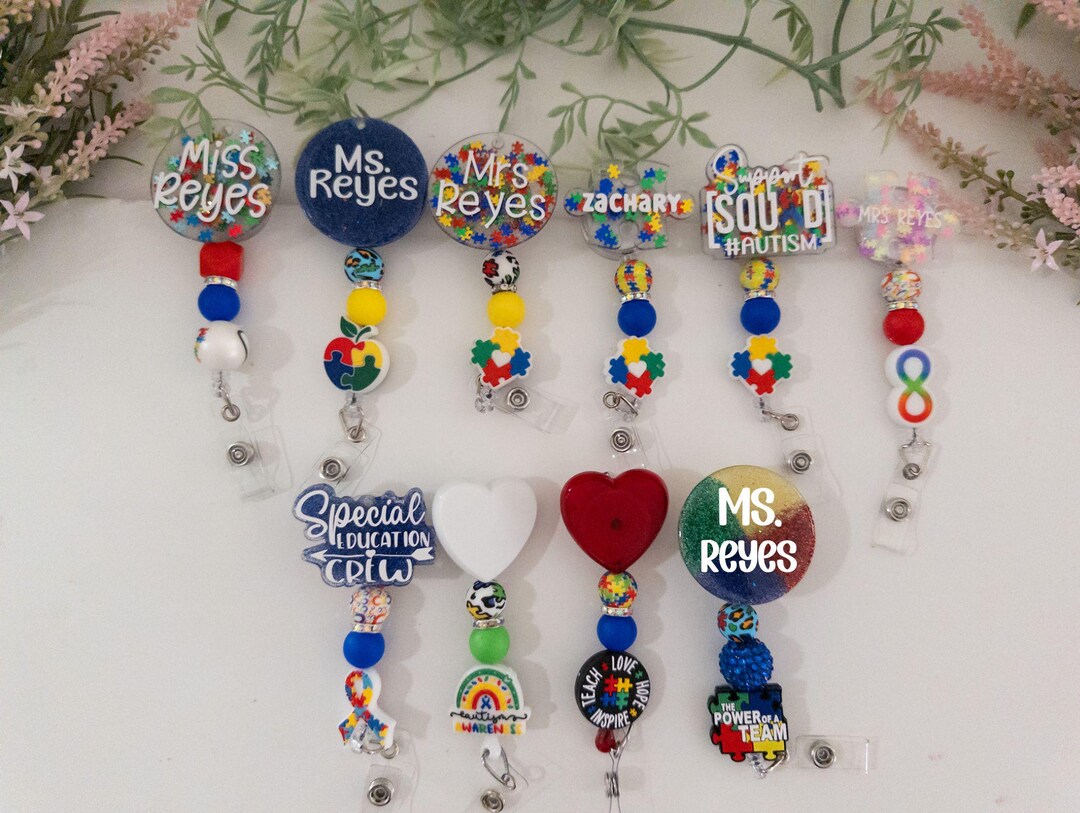 Autism Badge Reel| Autism Awareness Badge Reel, Autism Beaded Badge ...