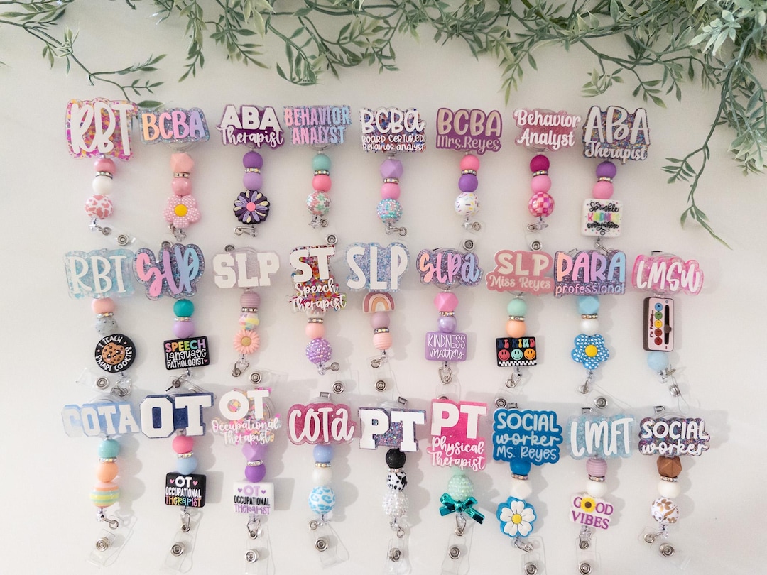 Therapist Title Badge Reels| BCBA Badge Reels, SLP Badge Reels, OT ...