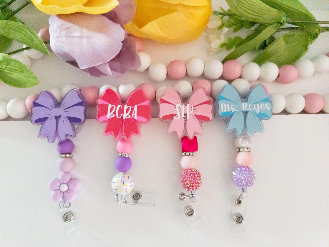 Bow Badge Reel| Cute Bow Badge Reel, Pink Bow Badge Reel, Cute Badge ...