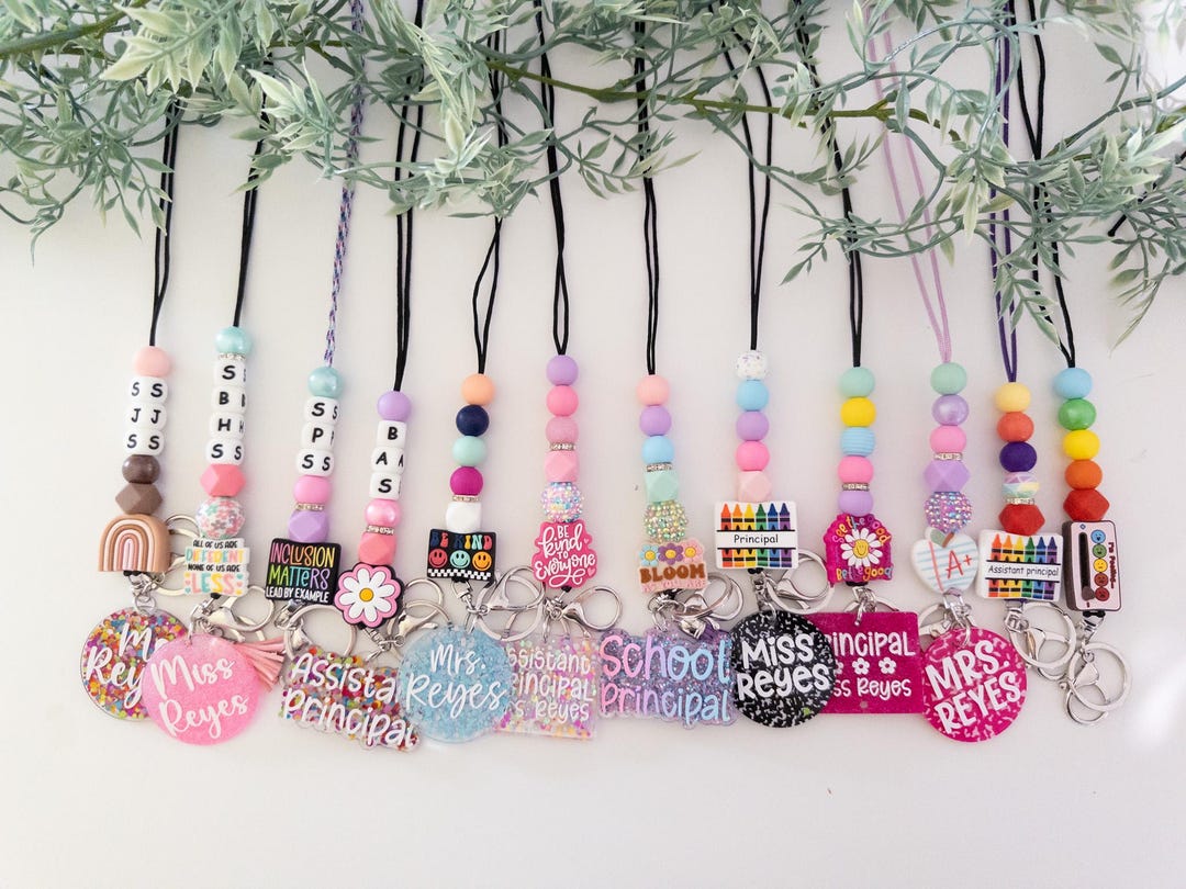 Personalized Principal Lanyard: Silicone Beaded ID Badge Holder - Etsy