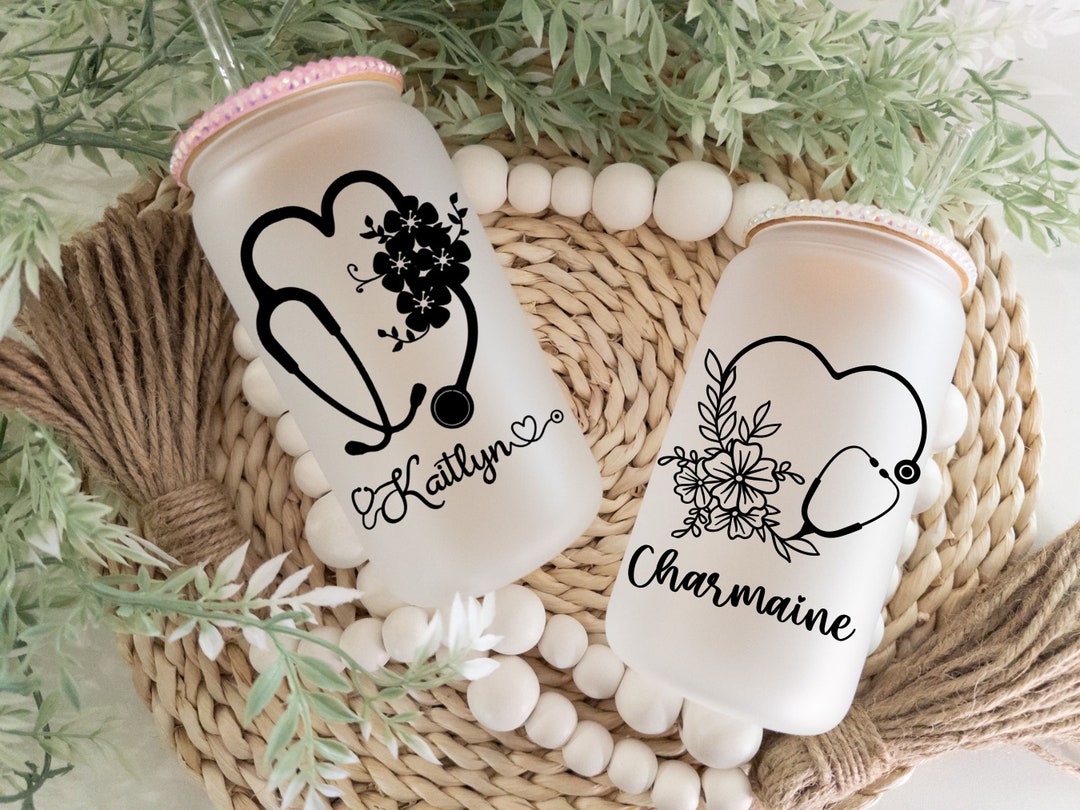 Nurse Glass Can|nurse Stethoscope Glass Can,nurse Floral Cup ...