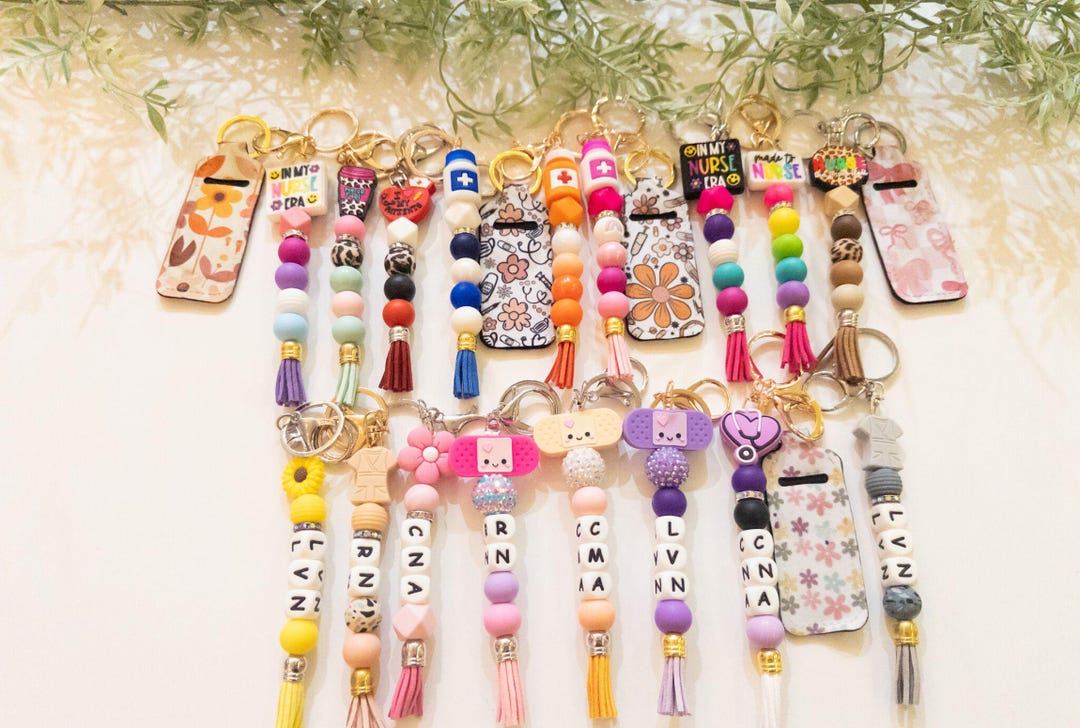 Nurse Keychain| Silicone Beads Keychain, Beaded Nurse Keychain, Nurse ...