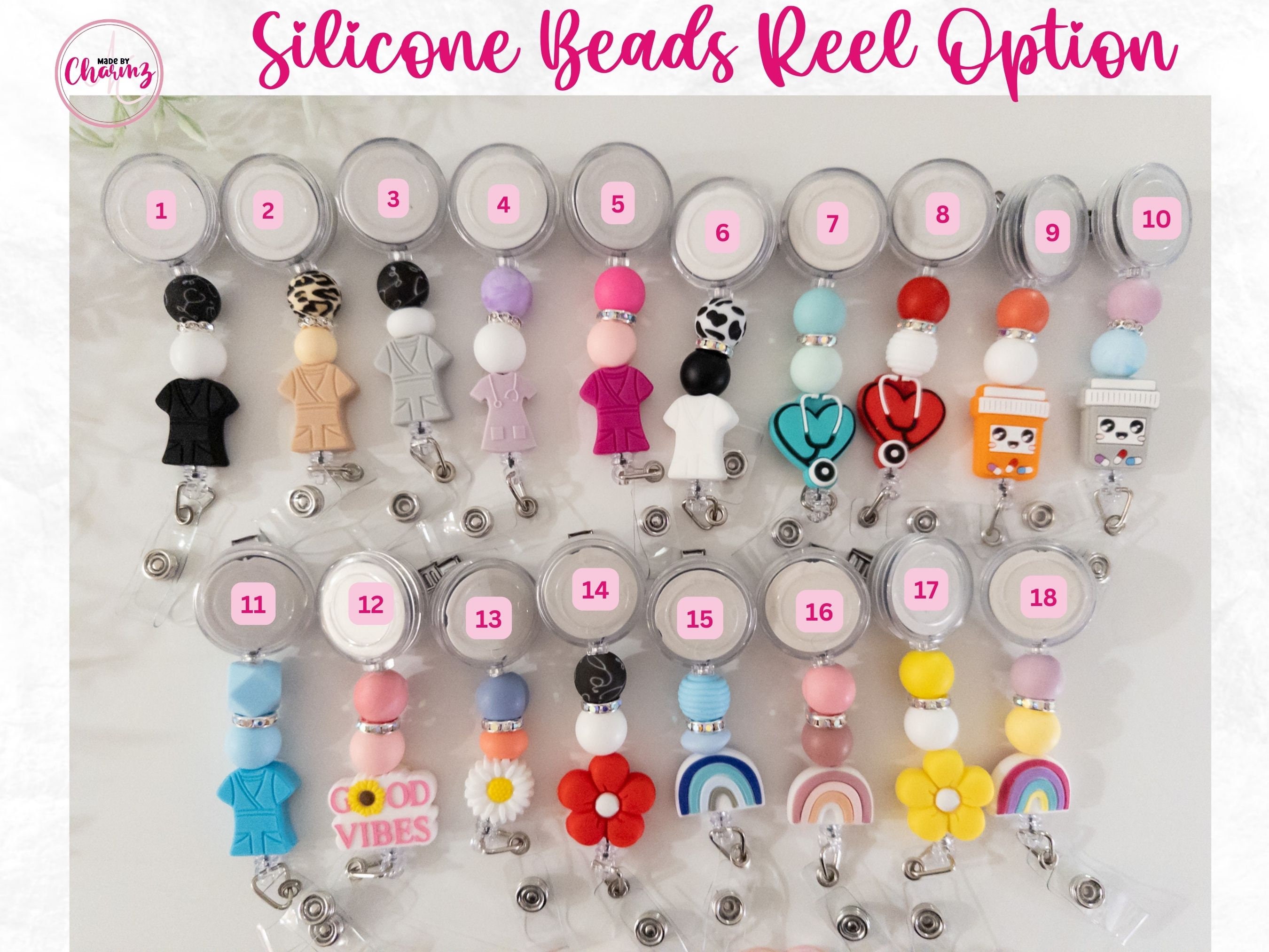 Beaded Badge Reels Acrylic Resin Badge Reels Nurse ID Badge - Etsy