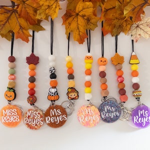 Fall Lanyard| Autumn Lanyard, Ghost Lanyard, Spooky Lanyard, Candy Corn ...