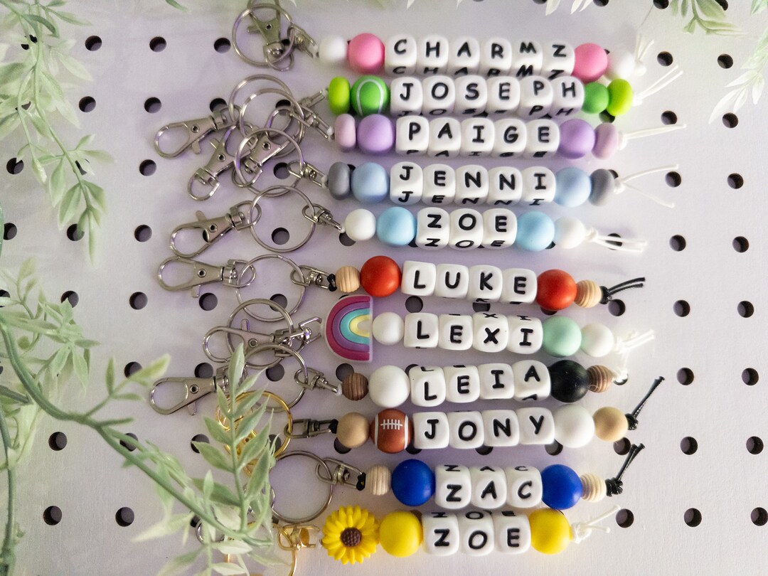 Custom Beaded Keychain Personalized Silicone Beads Keychain, Custom Bag ...