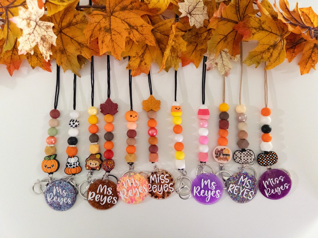 Fall Lanyard| Autumn Lanyard, Ghost Lanyard, Spooky Lanyard, Candy Corn ...