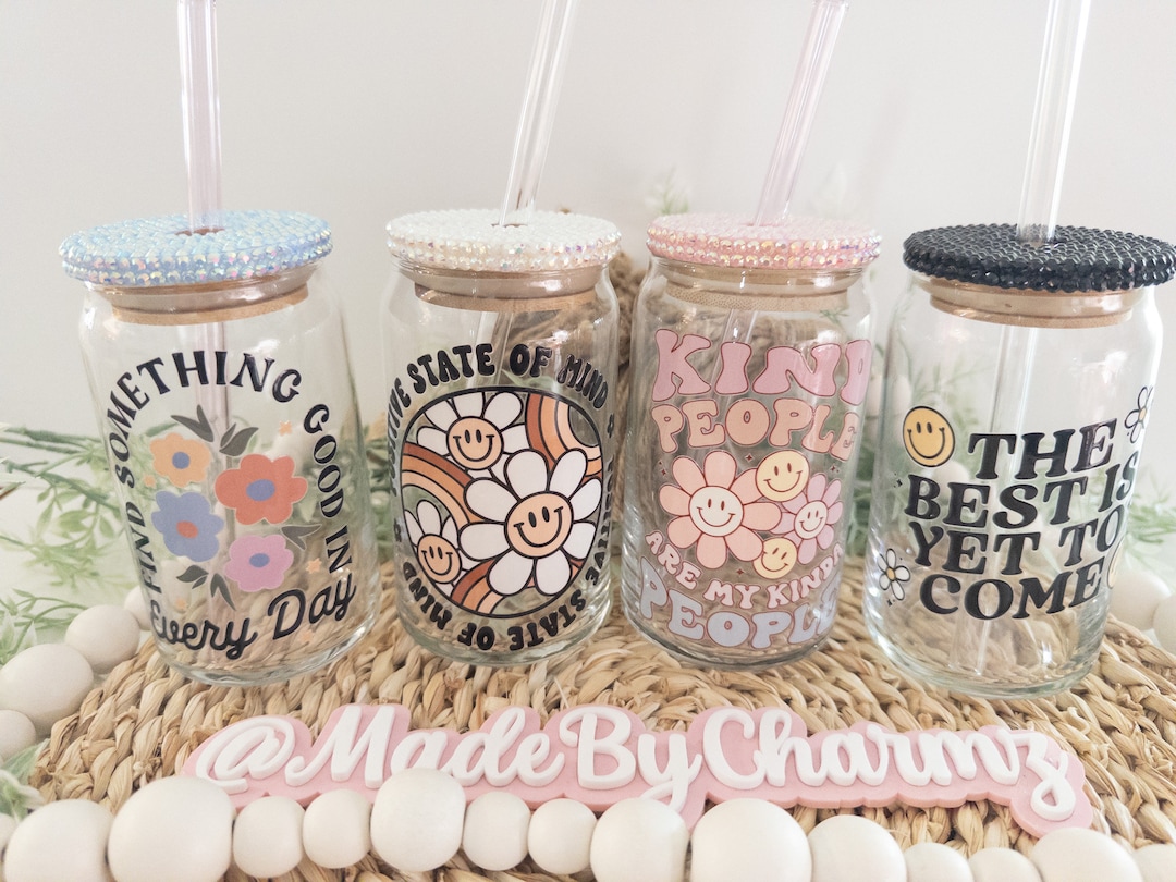 Motivational Glass Can| Uplifting Glass Can, Smiley Glass Can, Cute ...
