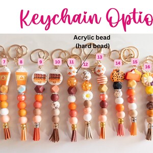 Fall Beaded Wristlet Keychain: Autumn Silicone Beads & Tassel - Etsy