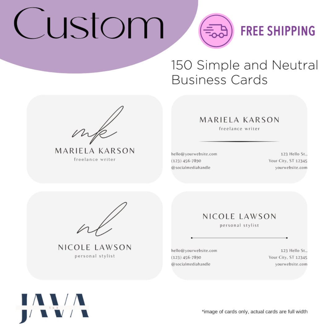 150 Simple and Neutral Business Cards With Rounded Corners - Etsy