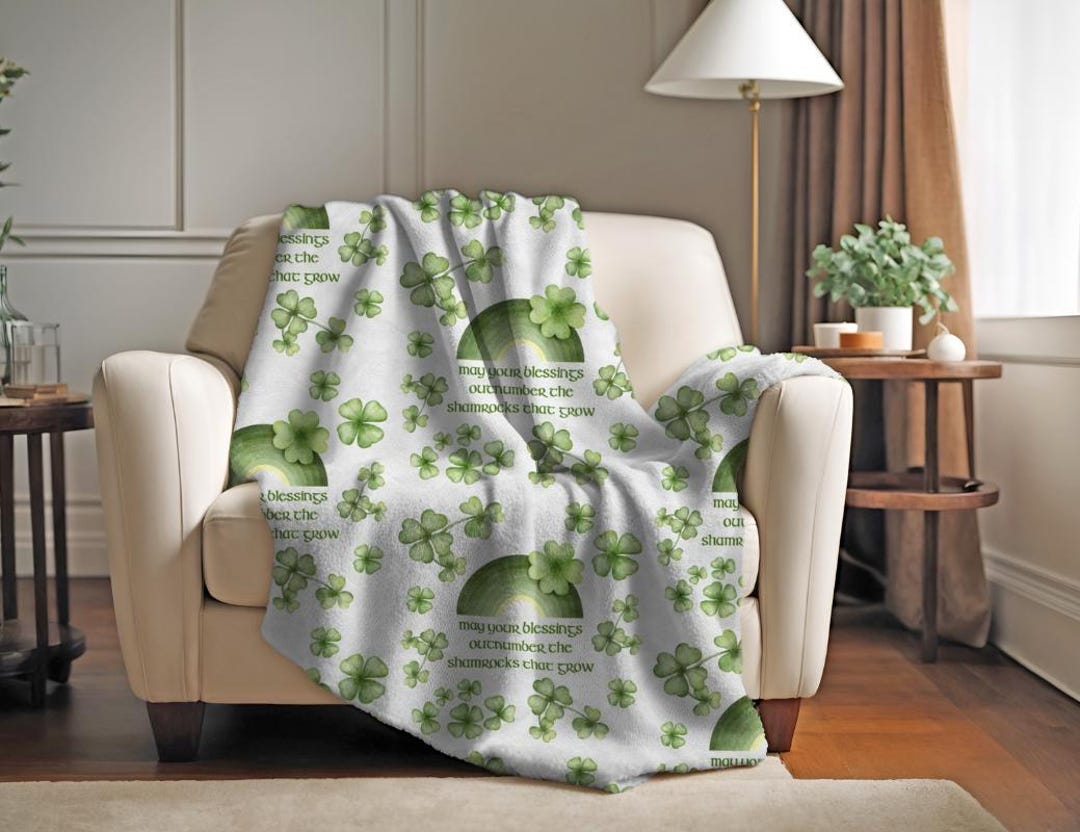 Shamrock Velveteen Throw Blanket, Irish Blessing, St Patrick's Day Gift ...