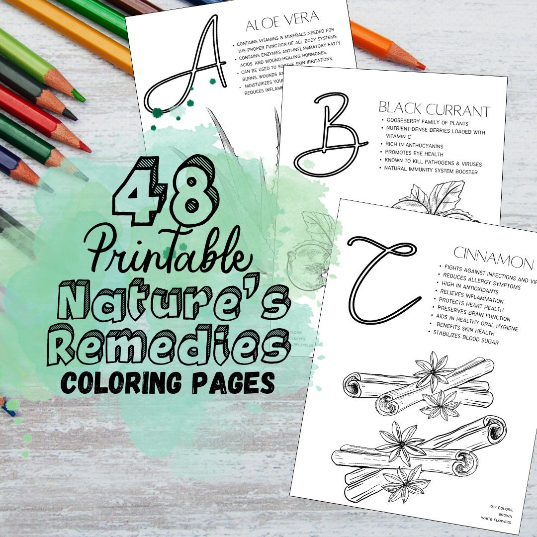 48 Coloring Pages | Herbs A-Z Natural Remedies - Etsy