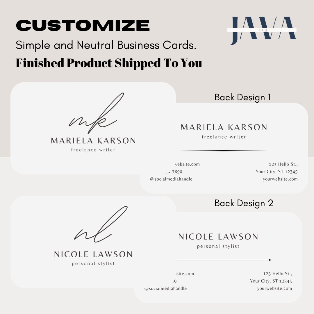 150 Simple and Neutral Business Cards With Rounded Corners - Etsy
