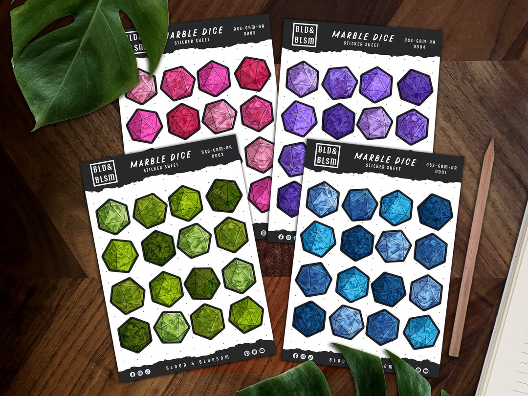 Board Game Dice Sticker Sheet ~ Sticker Sheet ~ Journaling Supplies ...