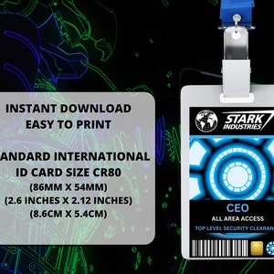 PRINTABLE Stark Industries | CEO | ID Card Badge | Special Agent ...