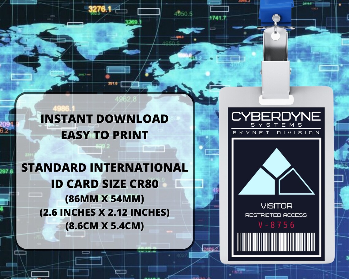 PRINTABLE CYBERDYNE Visitor ID Card Badge Cosplay Costume - Etsy
