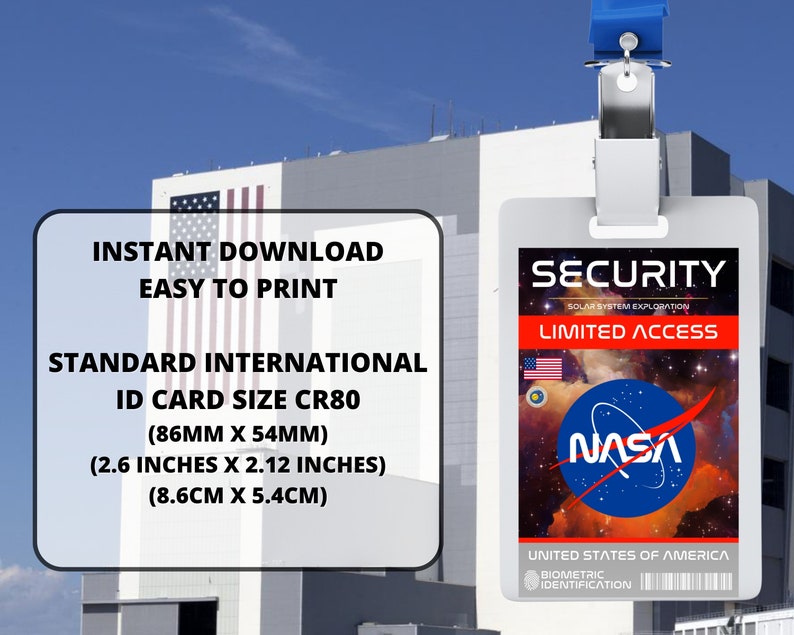 PRINTABLE Nasa Security ID Card Badge Cosplay Costume - Etsy