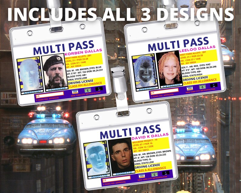 PRINTABLE Fifth Element 3x ID Cards Badge Cosplay - Etsy