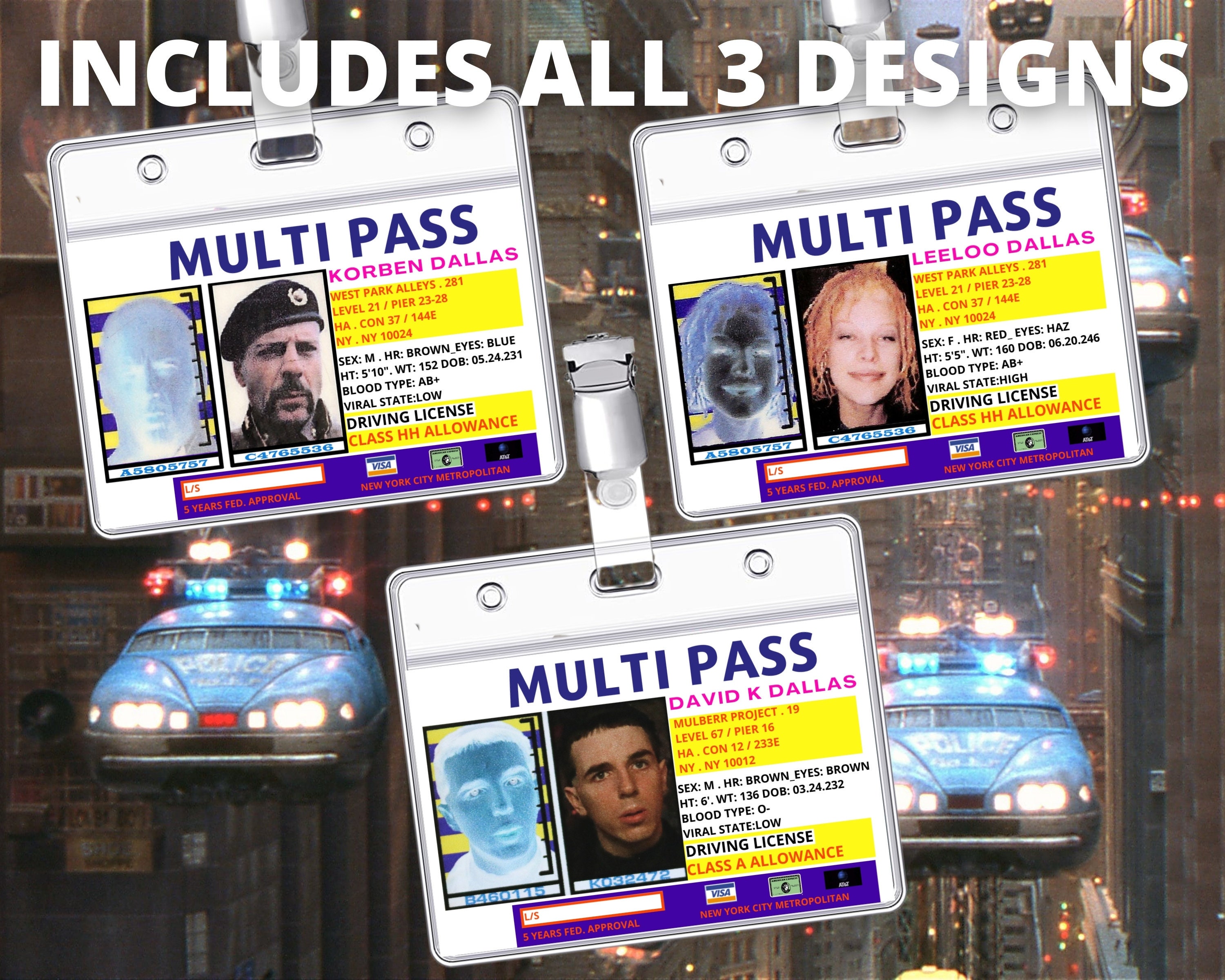 PRINTABLE Fifth Element 3x ID Cards Badge Cosplay - Etsy