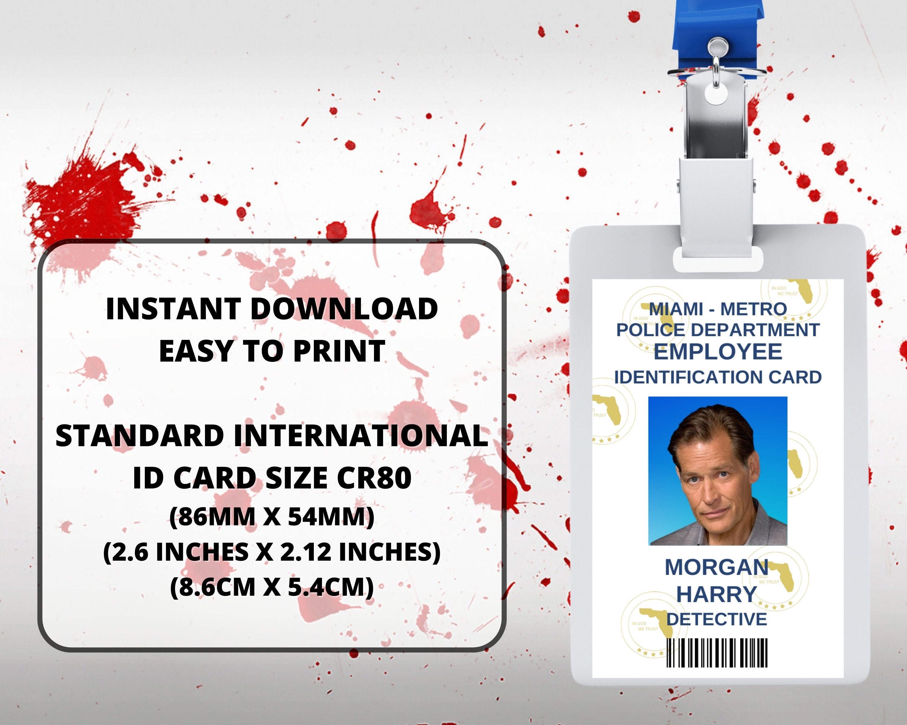 PRINTABLE Harry Morgan Dexter Cosplay Id Card Id Badge - Etsy