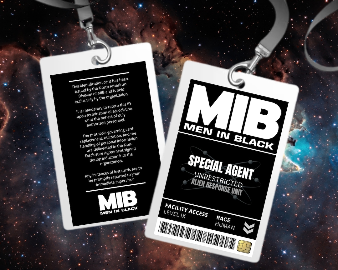 PRINTABLE Man in Black ID Card Badge Special Agent Cosplay Costume Name ...