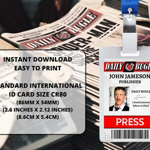 PRINTABLE Daily Bugle John Jameson ID Card Badge - Etsy