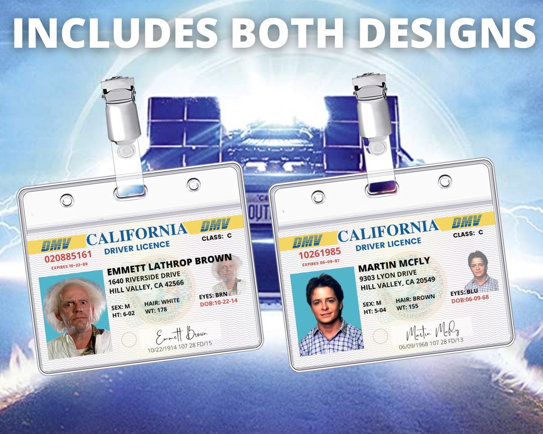 PRINTABLE Martin Mcfly and Emmett Brown Drivers License Set X2, Id Card ...