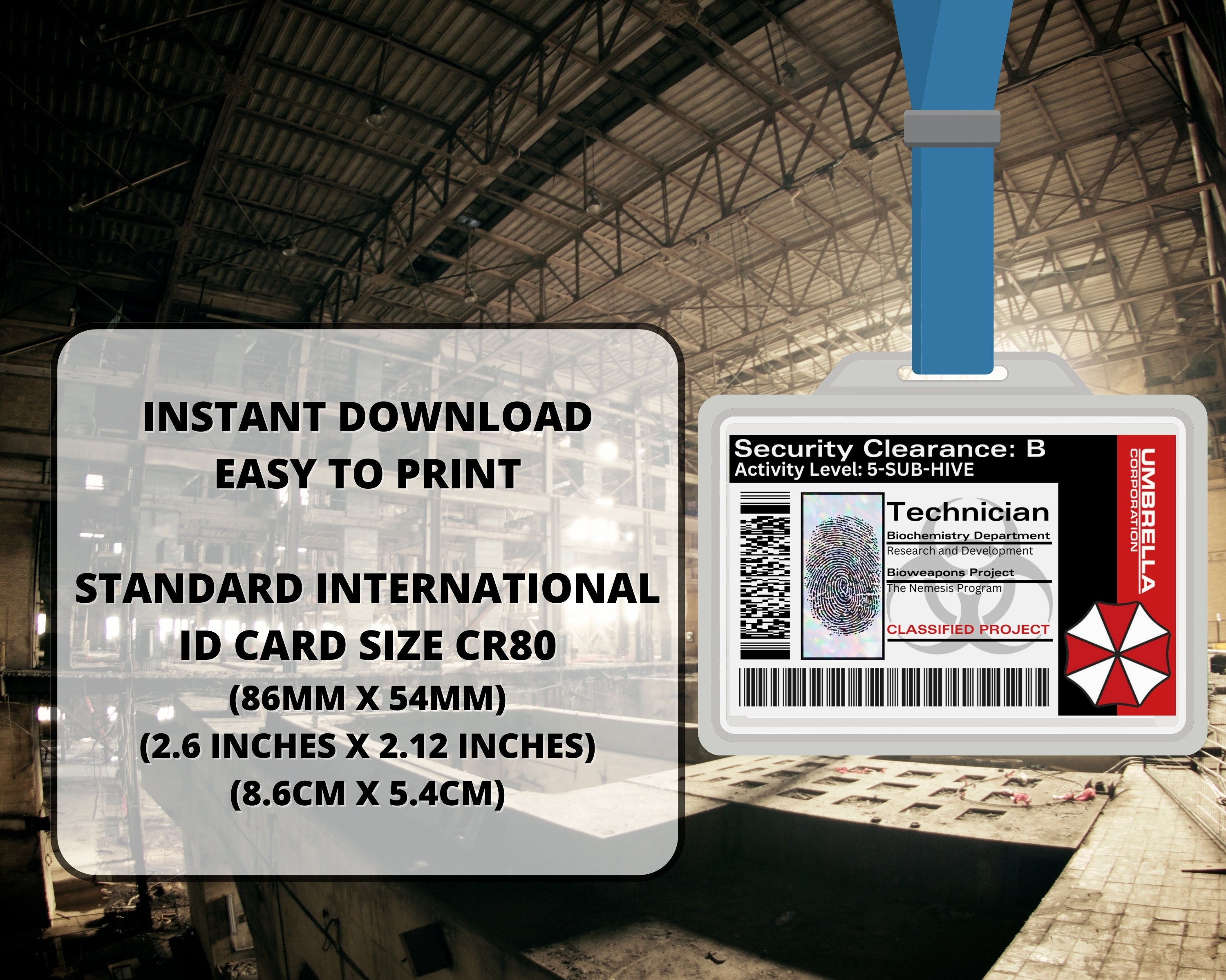 PRINTABLE Umbrella Corporation Technician Id Resident Evil - Etsy