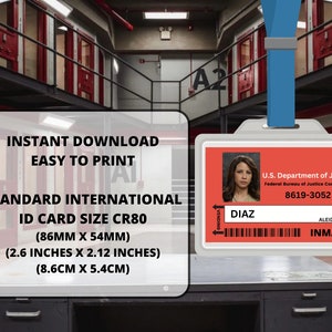 PRINTABLE Aleida Diaz Orange is the New Black Id Card Name - Etsy
