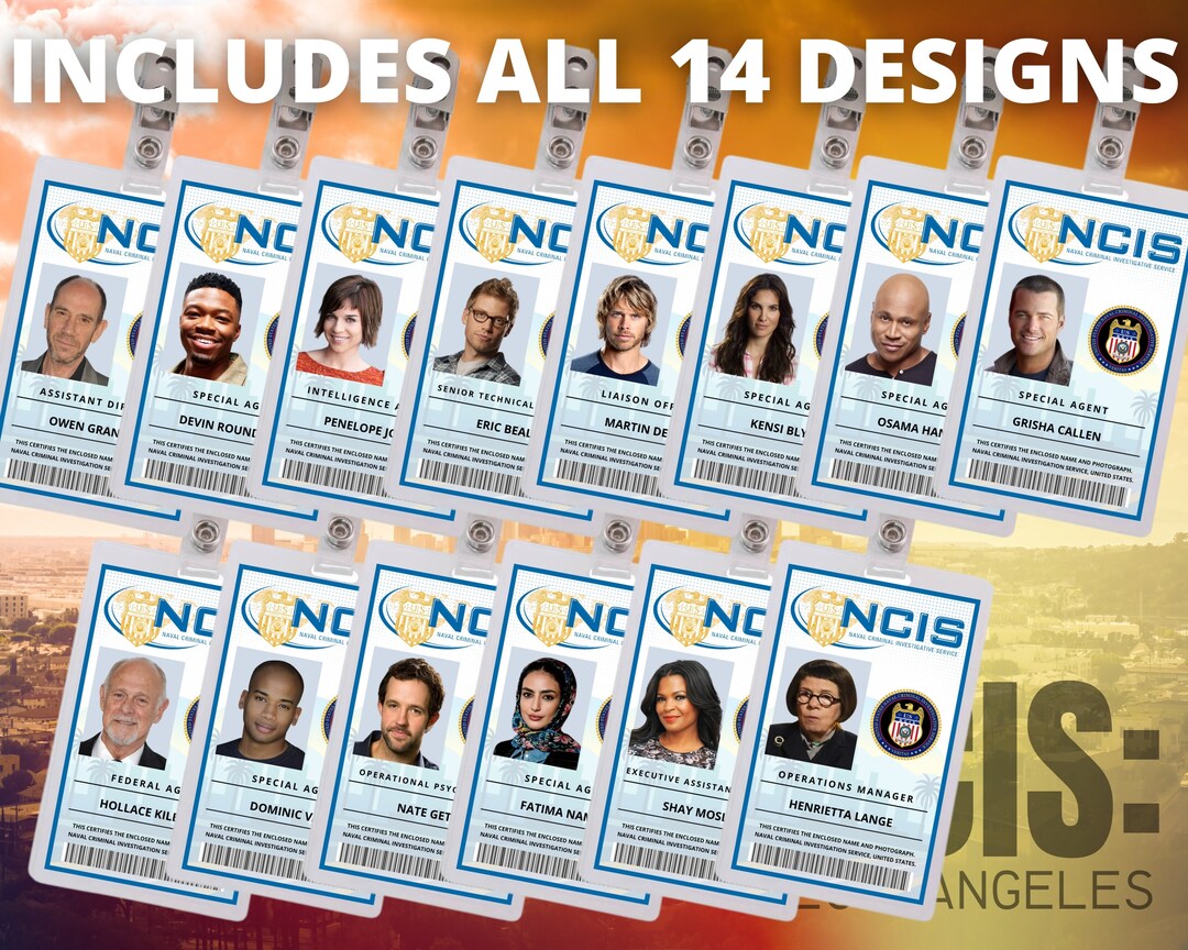 PRINTABLE NCIS Los Angeles Id Card Set X14, NCIS Los Angeles Cosplay ...