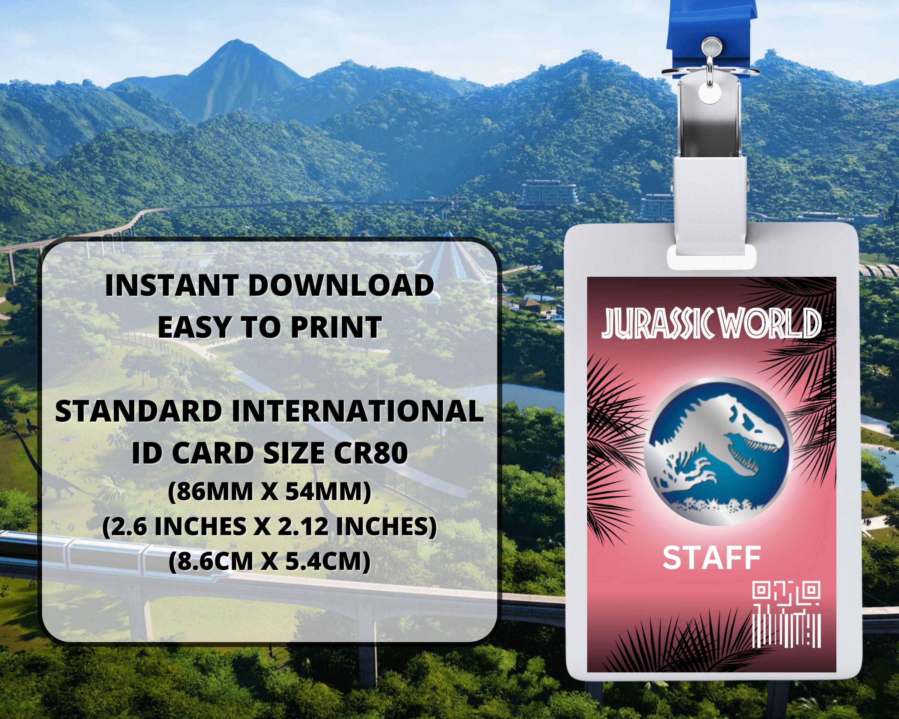 PRINTABLE Jurassic Park Staff ID Card Park Division ID - Etsy Canada
