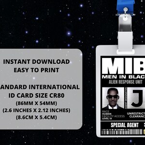 PRINTABLE Agent J | Men in Black ID Card | Badge | Special Agent J ...
