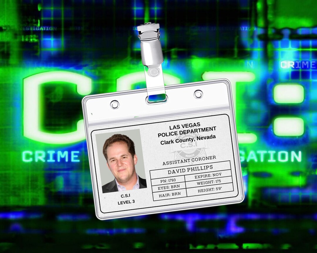 PRINTABLE David Phillips, CSI Las Vegas, Id Badge, Cosplay, Accessories ...