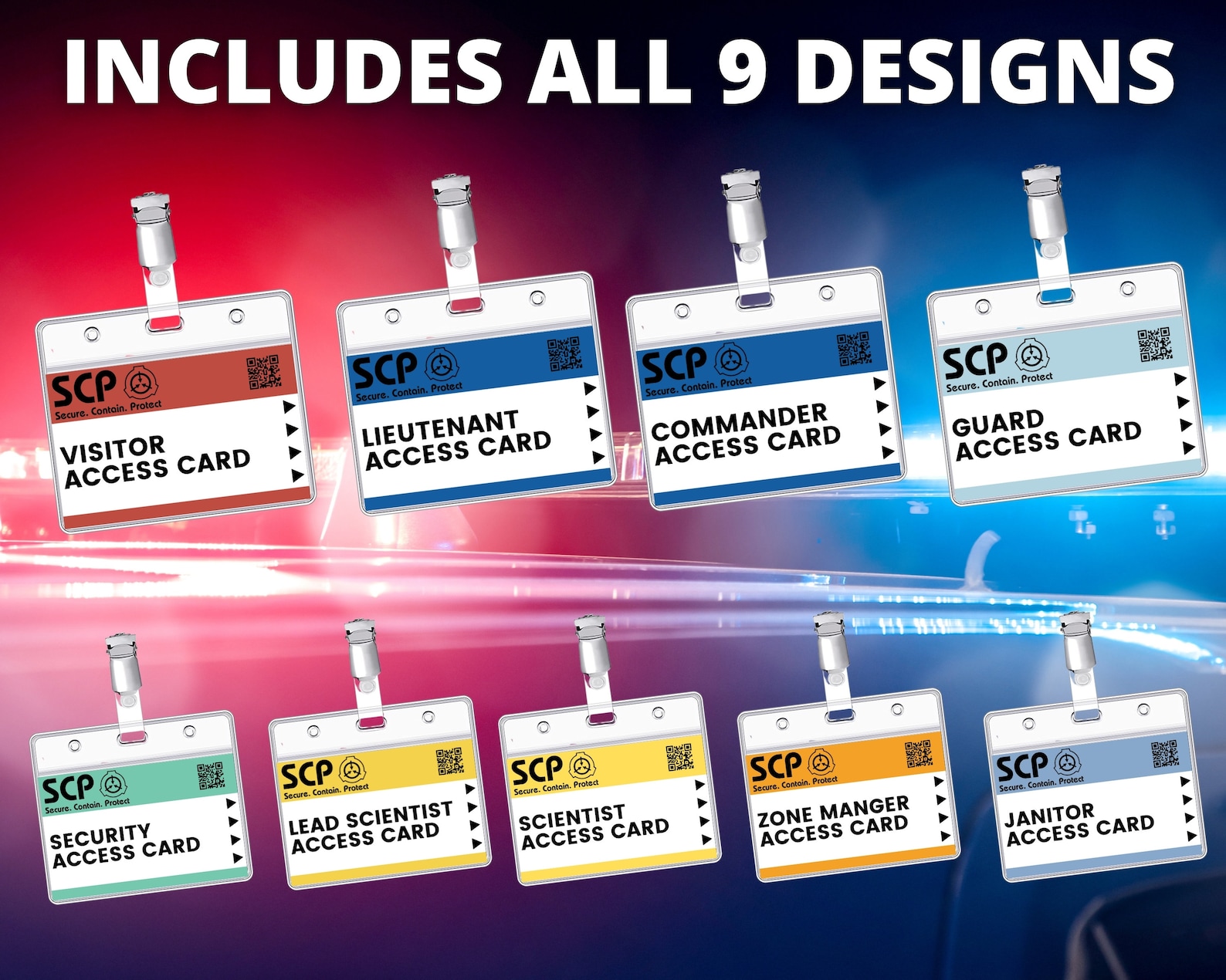 Full Set of PRINTABLE SCP Foundation Id Cards Id Badge Name - Etsy