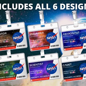 PRINTABLE NASA Id Cards X6, Cosplay, Id Card, Id Badge Name Badge ...