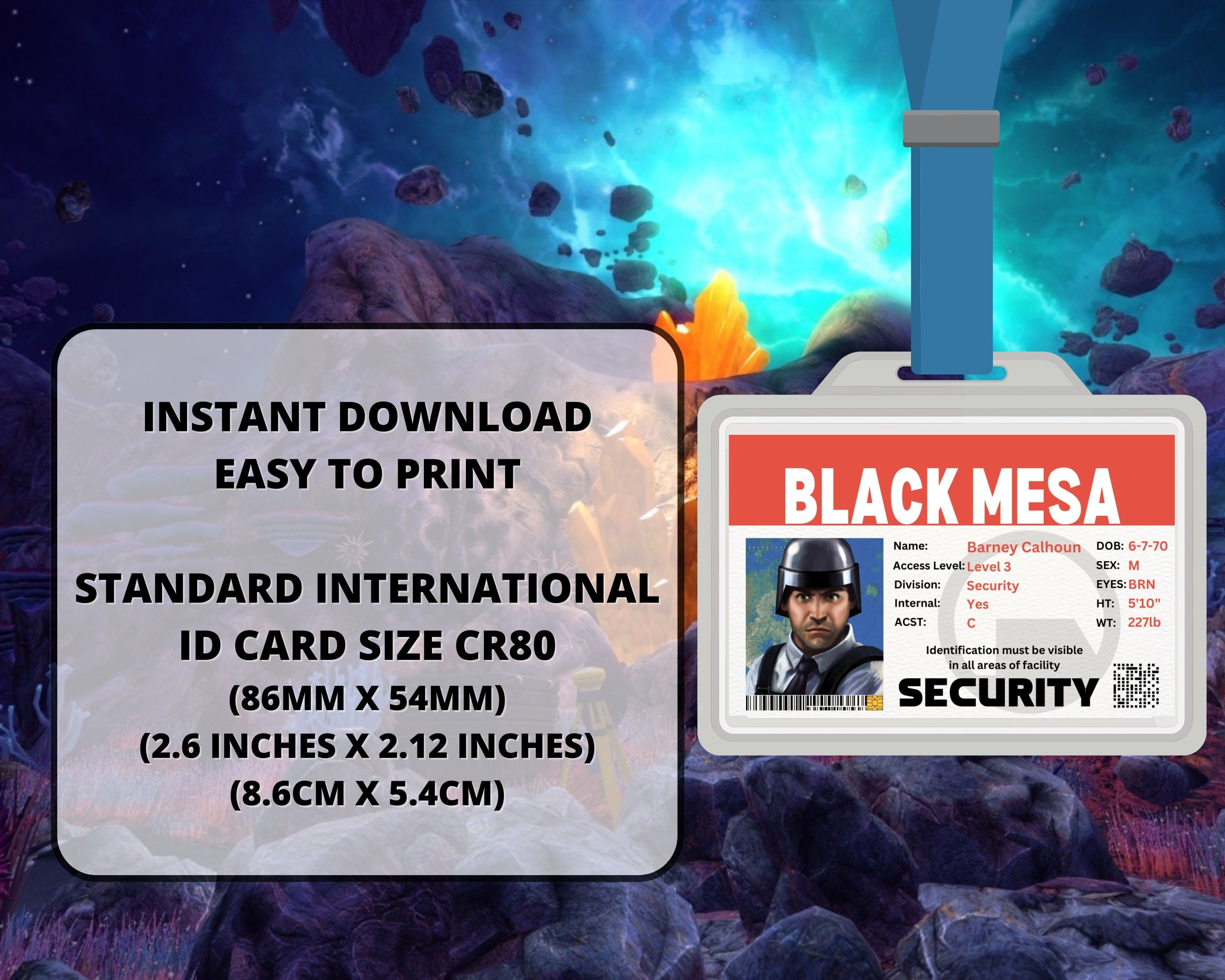 PRINTABLE Black Mesa ID Card Badge Cosplay Costume - Etsy UK