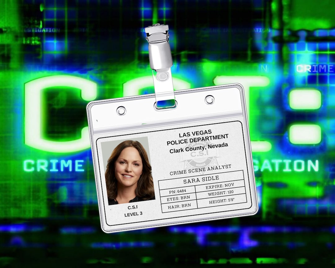 PRINTABLE Sara Slide, CSI Las Vegas, Id Badge, Cosplay, Accessories ...