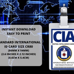 PRINTABLE CIA Special Agent, Id Badge, Cosplay Accessories, Replica, Id ...