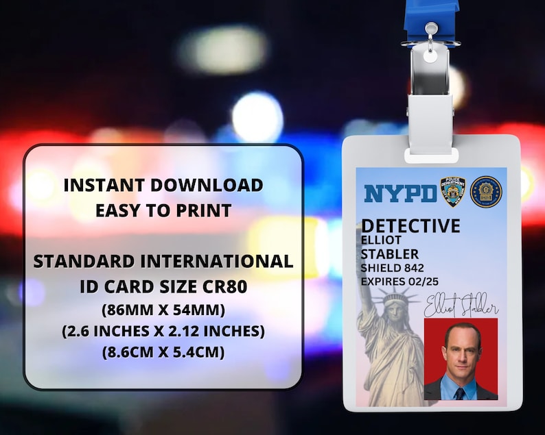 PRINTABLE Elliot Stabler Law and Order SVU Cosplay Id Card - Etsy